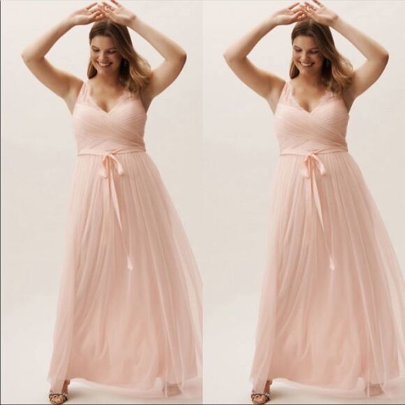 BHLDN | Dresses | Nwt Bhldn Blushlace Tulle Fleur Long Gown Dress ...